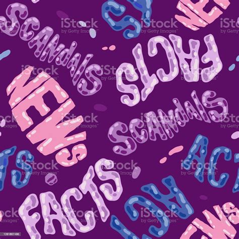 손으로 그린 매끄러운 색깔의 패턴 만화 낙서 벡터 일러스트 와 레터링 단어 뉴스 스캔들 사실과 행위 빈티지 현대 스타일 0명에 대한 스톡 벡터 아트 및 기타 이미지 Istock