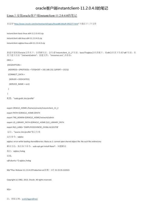 Oracle客户端安装word文档在线阅读与下载无忧文档