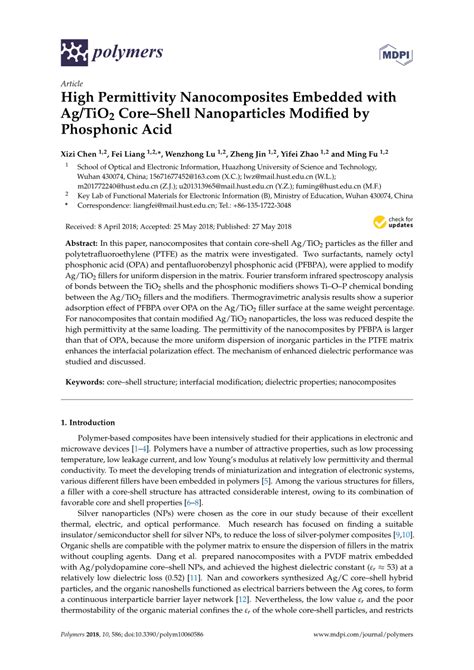 Pdf High Permittivity Nanocomposites Embedded With Ag Tio2 Core Shell Nanoparticles Modified