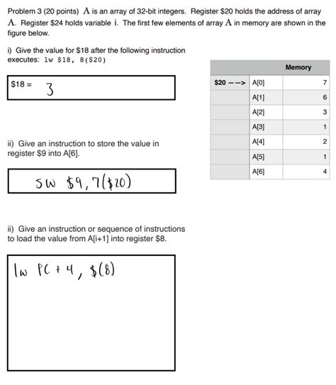 Solved Problem 3 20 Points A Is An Array Of 32 Bit