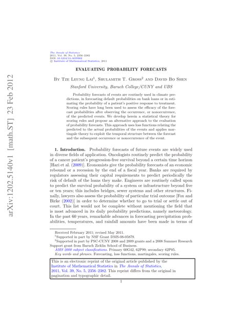 PDF Evaluating Probability Forecasts
