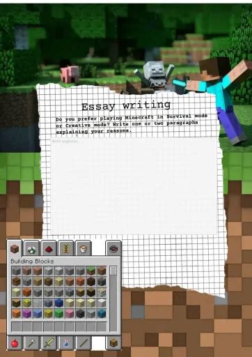 Minecraft Essay Writing Interactive Worksheet Edform