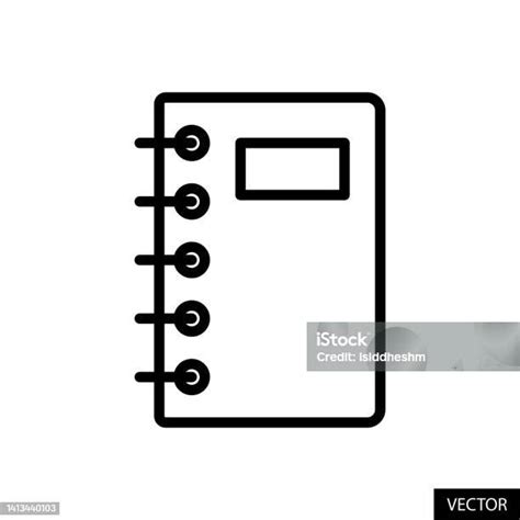 파일 폴더 노트북 일기 플래너 흰색 배경에 고립 된 라인 스타일 디자인의 개인 주최자 벡터 아이콘 편집 가능한 스트로크 나선형에 대한 스톡 벡터 아트 및 기타 이미지