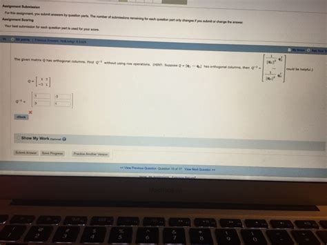 solved the given matrix q has orthogonal columns find q 1