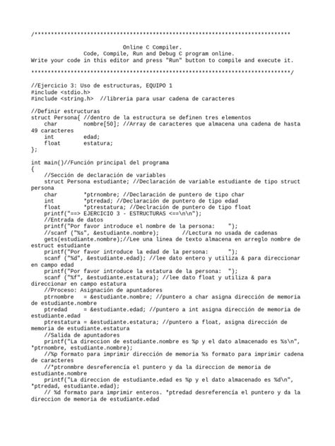 Estructuras En Lenguaje C Pdf Puntero Programación De Computadora Ciencias De La Computación