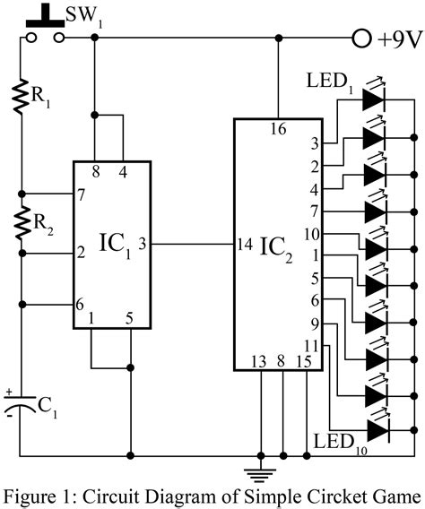 Electronics Cricket Project Game Circuit