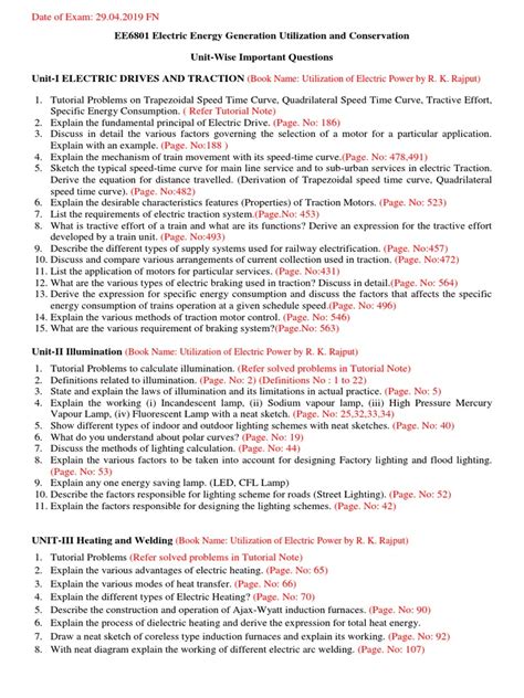 Unit Wise Important Questions Pdf Lighting Incandescent Light Bulb