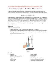 Conductivity Of Solutions The Effect Of Concentration Course Hero