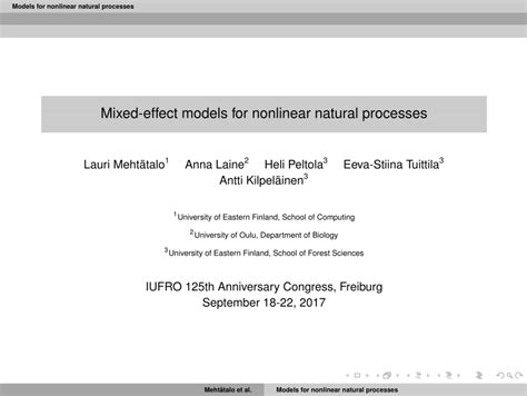 Pdf Mixed Effect Models For Nonlinear Natural Processes Researchgate