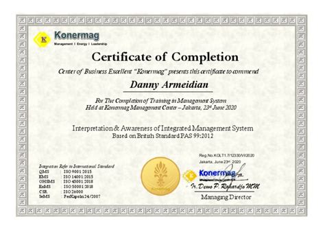E Certificate Ims Pas 99 2012 Olt 23 June 2020 Danny Armeidian Pdf