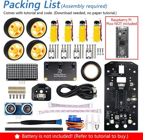 freenove 4wd car kit with raspberry pi pico arduino india ubuy