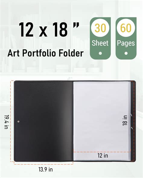 Nicpro 12x18 Art Portfolio Folder 30 Pockets Display 60 Pages Art Pa
