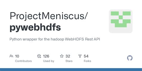 Github Projectmeniscuspywebhdfs Python Wrapper For The Hadoop Webhdfs Rest Api