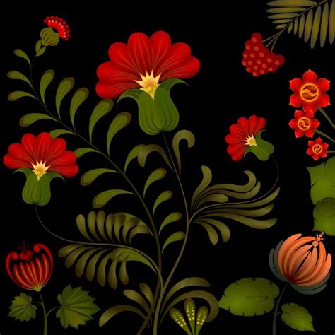 Петриківський розпис векторна графіка зображення Петриківський розпис малюнки Скачати з