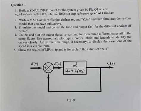 Solved Question Build A SIMULINK Model For The System Chegg