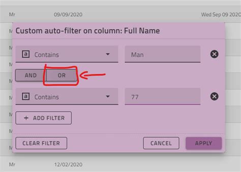 remote filtering combining values with and and or in a column