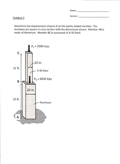 solved name section problem 3 determine the displacement