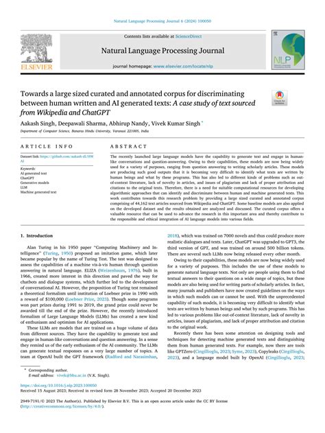 Pdf Towards A Large Sized Curated And Annotated Corpus For Discriminating Between Human