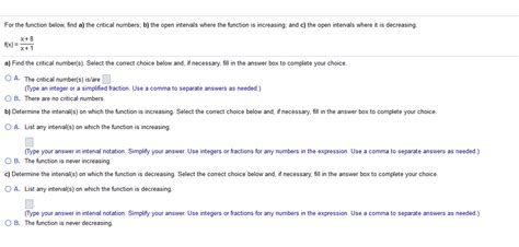 Solved For The Function Below Find A The Critical Numbers Chegg