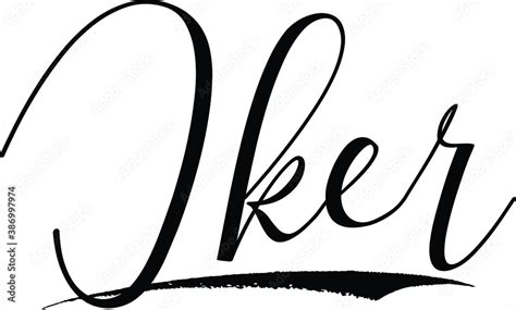 Vector De Stock Iker Male Name Cursive Calligraphy On White Background