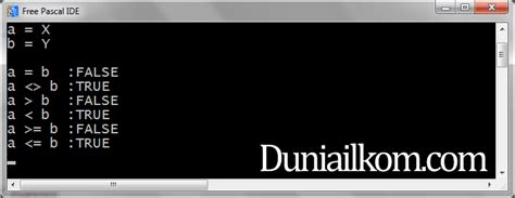 jenis jenis operator perbandingan relasional pascal duniailkom