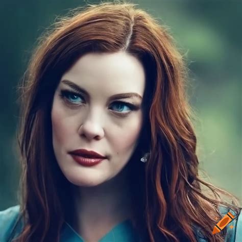 Portrait Of A Woman With Pale Skin Red Hair And Green And Blue Eyes