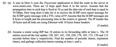 Solved Q1 A A User In Host A Uses The Traceroute