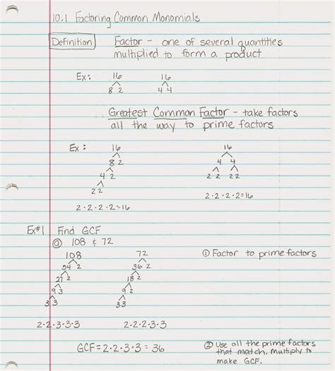 Algebra Alerts Algebra 1 And 2 Algebra 1 Lesson 10 2 Notes And Hw