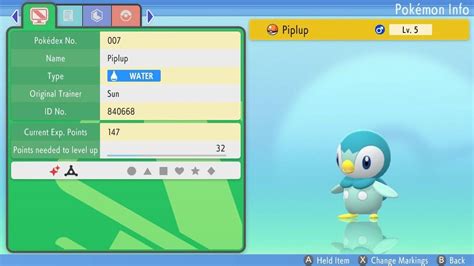 [gen 8] Bdsp Shiny Starter Piplup After 1707 Srs R Shinypokemon
