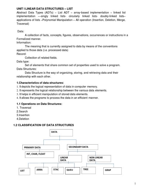 Unit I Linear Data Structures List Pdf Pointer Computer Programming Array Data Structure