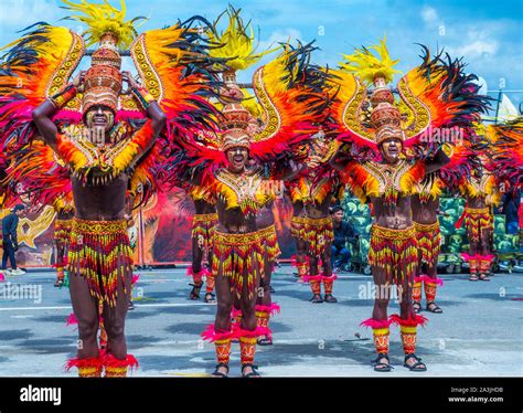 Participants In The Dinagyang Festival In Iloilo Philippines Stock