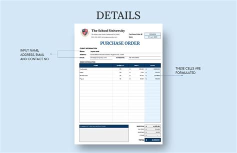 Purchase Order Form Template Google Sheets Excel Template Net