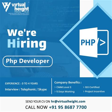 Php Developers Jobs At Ahmedabad Location Virtual Height It Services Pvt Ltd Hiring Post