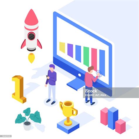 서 최적화의 개념 사용자는 컴퓨터 근처에서 작업합니다 웹 배너 인포 그래픽 아이소메트릭 벡터 그림입니다 개념에 대한 스톡 벡터 아트 및 기타 이미지 Istock