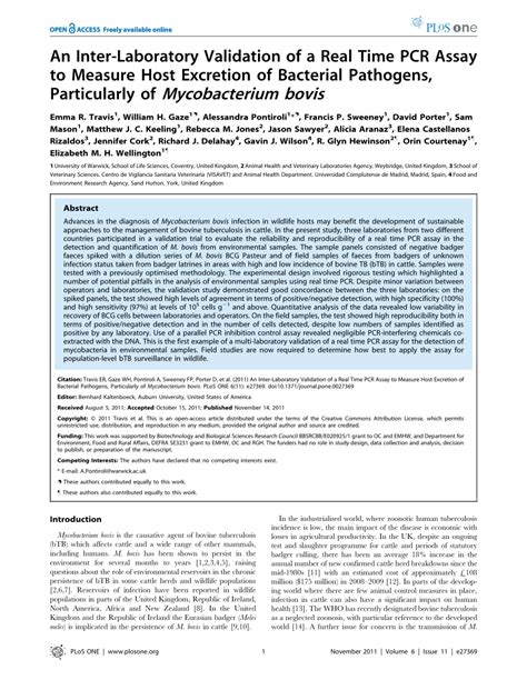 Pdf An Inter Laboratory Validation Of A Real Time Pcr Assay To