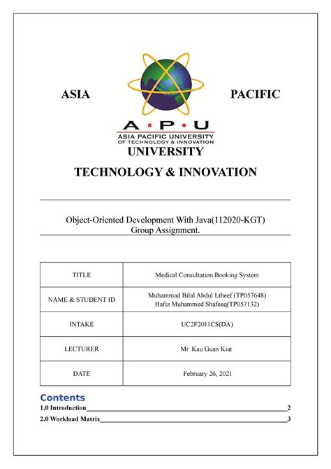 Oodj Final Report Asia Pacific University Technology And Innovation