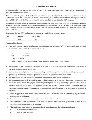 Corrigendum Notice Doc Template PdfFiller