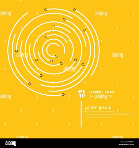 Abstract Network Connection Circles Lines And Node On Yellow Background