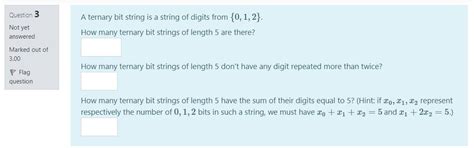 solved question 3 not yet answered a ternary bit string is a
