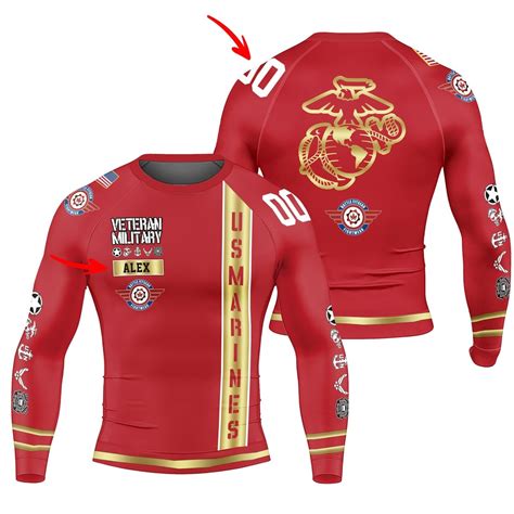 Personalized Usa Marine Veteran Men S Long Sleeve Rash Guard