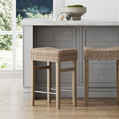 Harvey Rattan Counter Height Kitchen Bar Stool Brown Nathan James