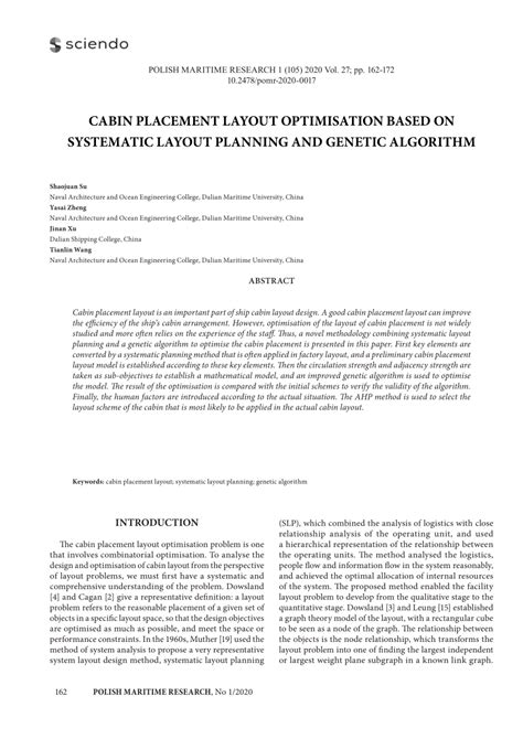 PDF Cabin Placement Layout Optimisation Based On Systematic Layout Planning And Genetic Algorithm