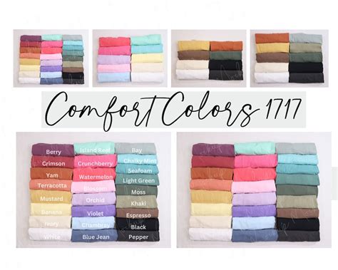 Color Chart Bundle C1717 Comfort Colors Chart CC 1717 Color Chart