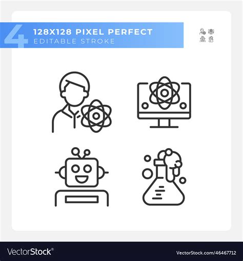stem technology and ai pixel perfect linear icons vector image
