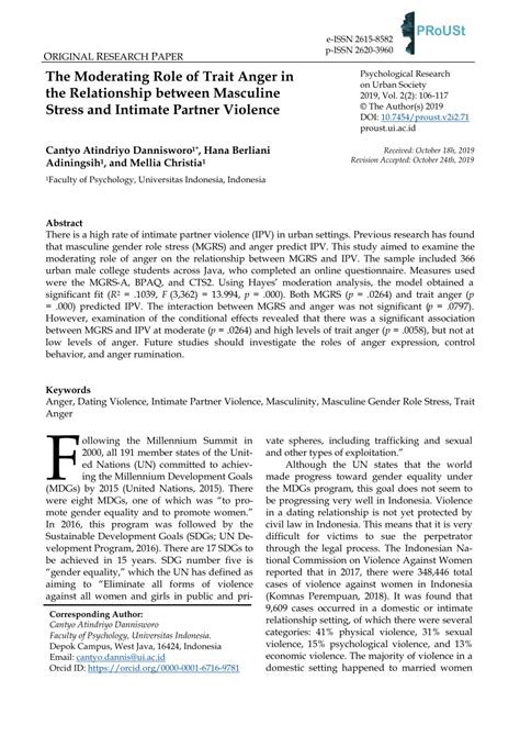 Pdf The Moderating Role Of Trait Anger In The Relationship Between