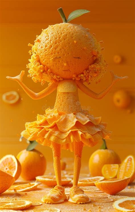 Funny Orange Is Dancing On Wooden Table Stock Image Image Of Unnatural Product 320815879