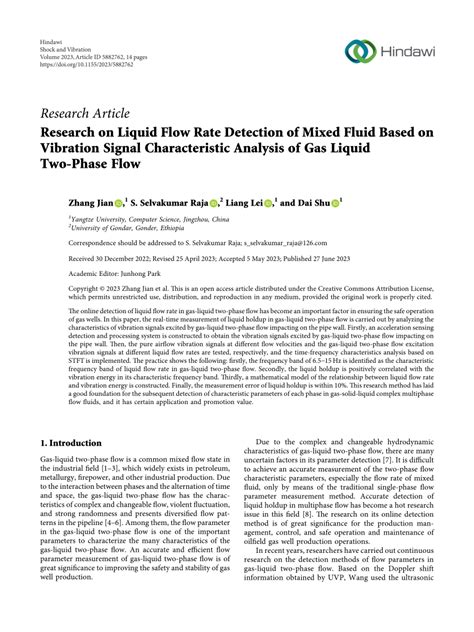 PDF Research On Liquid Flow Rate Detection Of Mixed Fluid Based On Vibration Signal