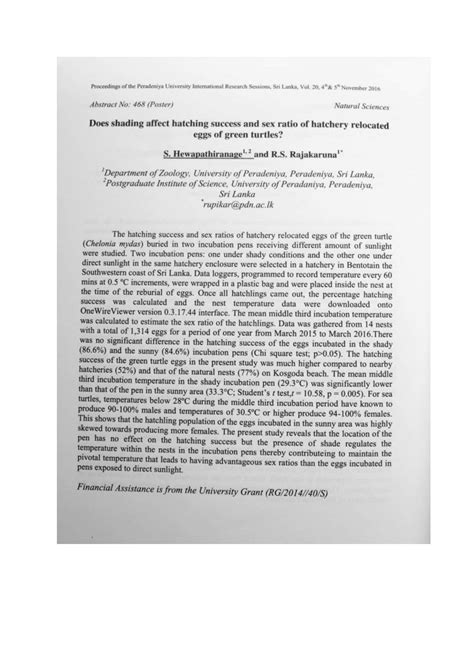 Pdf Does Shading Affect Hatching Success And Sex Ratio Of Hatchery