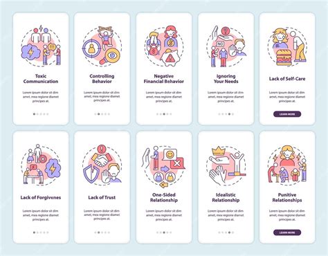 Premium Vector Toxic Relationship Onboarding Mobile App Page Screen