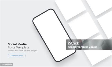 제품 디자인을 위한 빈 소셜 미디어 게시물이 있는 스마트폰 모형에 대한 스톡 벡터 아트 및 기타 이미지 모형 소셜 네트워킹 실물 모형 Istock